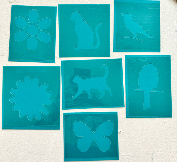 Stencil_turquoise backing - Blue Moose Art Gallery