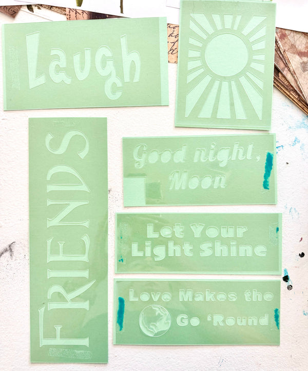 Stencil_green backing - Blue Moose Art Gallery