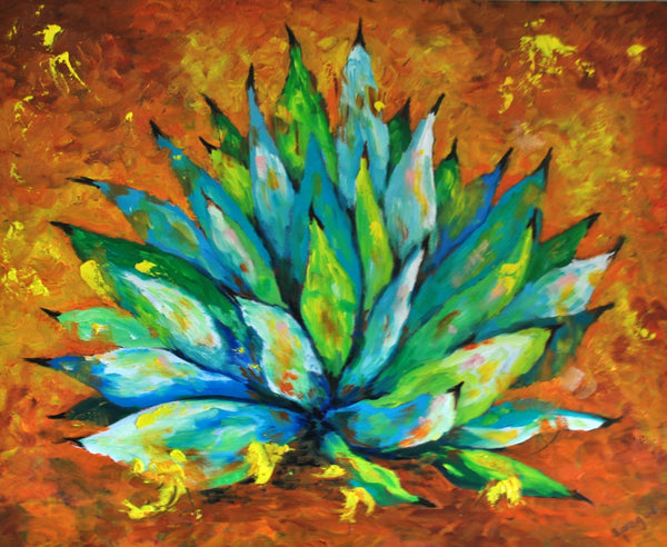 Blue Gold Agave-POD - Blue Moose Art Gallery