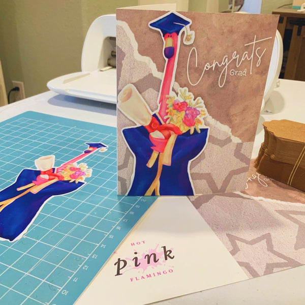 Flamingo Graduation Celebration Card - Blue Moose Art Gallery