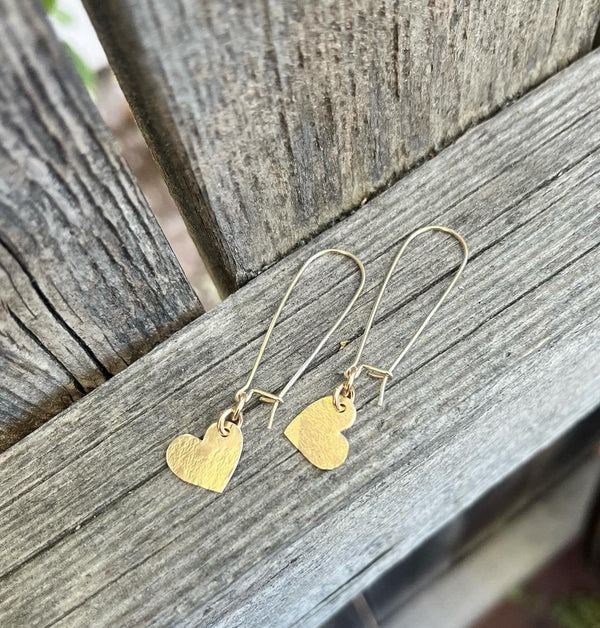 Flutter Hearts in Gold Earrings J12 - Blue Moose Art Gallery