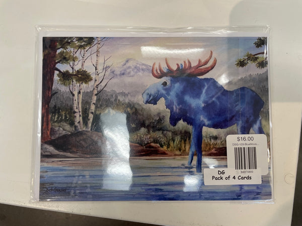 Blue Moose Notecards pkg of 4 by Deb Groesser - Blue Moose Art Gallery