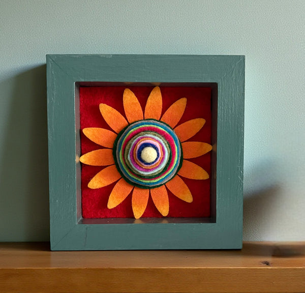 Light Blue Frame with Sunflower - Blue Moose Art Gallery