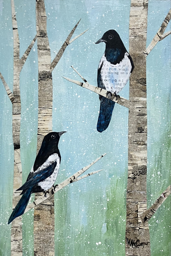 Mini Magpie Pair - Blue Moose Art Gallery