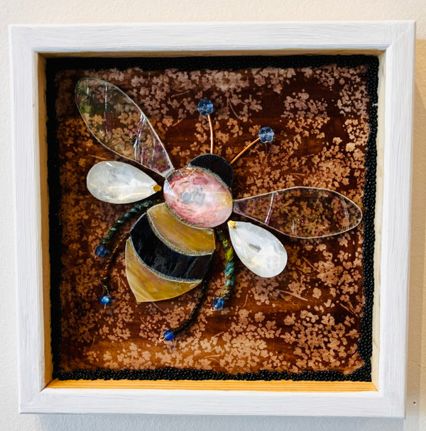 Queen Bee Mixed Media Art G6 - Blue Moose Art Gallery