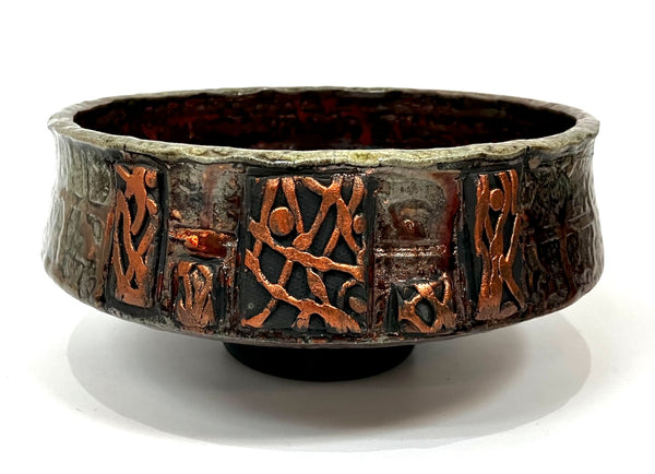 Raku candy dish 02 - Blue Moose Art Gallery