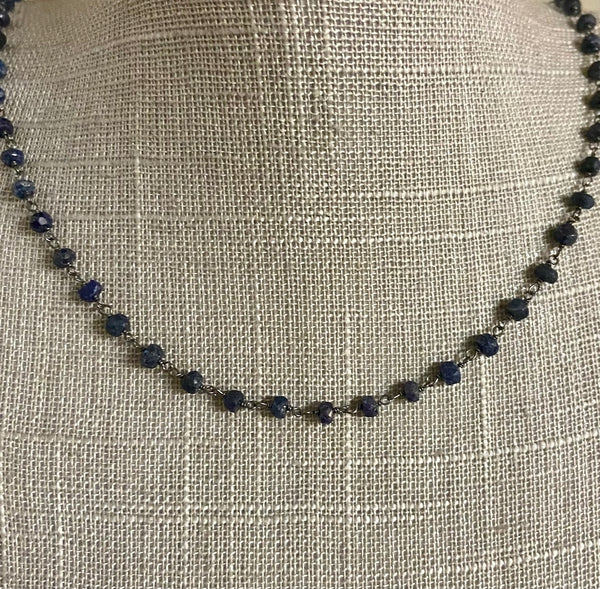 Silver and sapphire bead necklace - Blue Moose Art Gallery