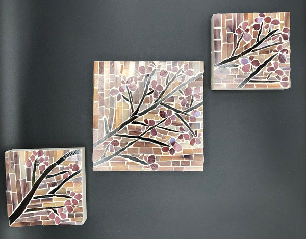 Tryptic Cherry Tree - Blue Moose Art Gallery