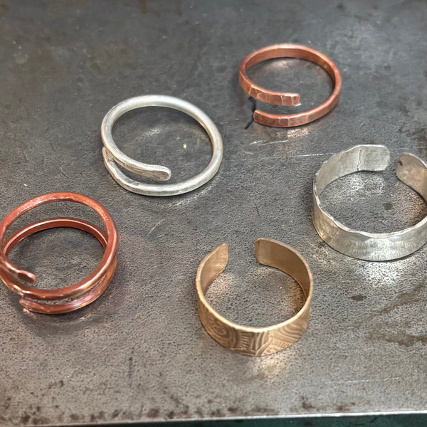 Adjustable Rings- Metalsmithing Art Class Sat. 12.13.25 @ 2:30P - Blue ...