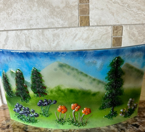 Glass mountain meadow curved - Blue Moose Art Gallery