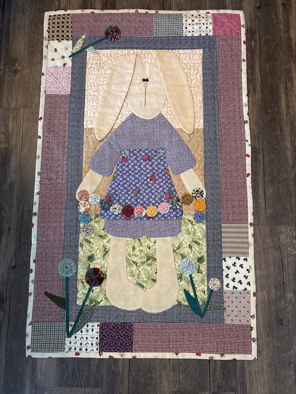 Quilted Bunny wall hanging - Blue Moose Art Gallery