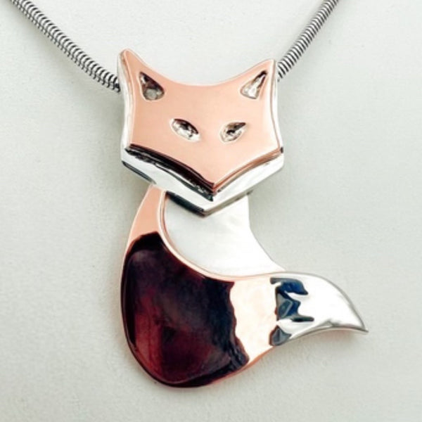 Silver and Copper Fox Pendant - Blue Moose Art Gallery